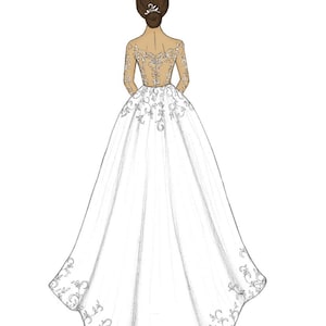 Custom Wedding Dress Sketch in 2D by Brides & Tailor - Etsy