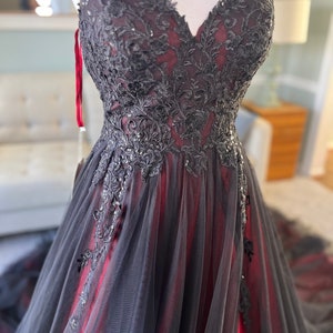 Taylor Dark Red and Black Wedding Dress, Ombre Colored Wedding Dress, Halloween Wedding Dress ...
