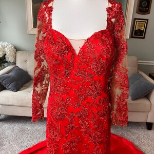 Elaine Red Lace Mermaid Wedding Dress: Gothic Bridal Gown - Etsy