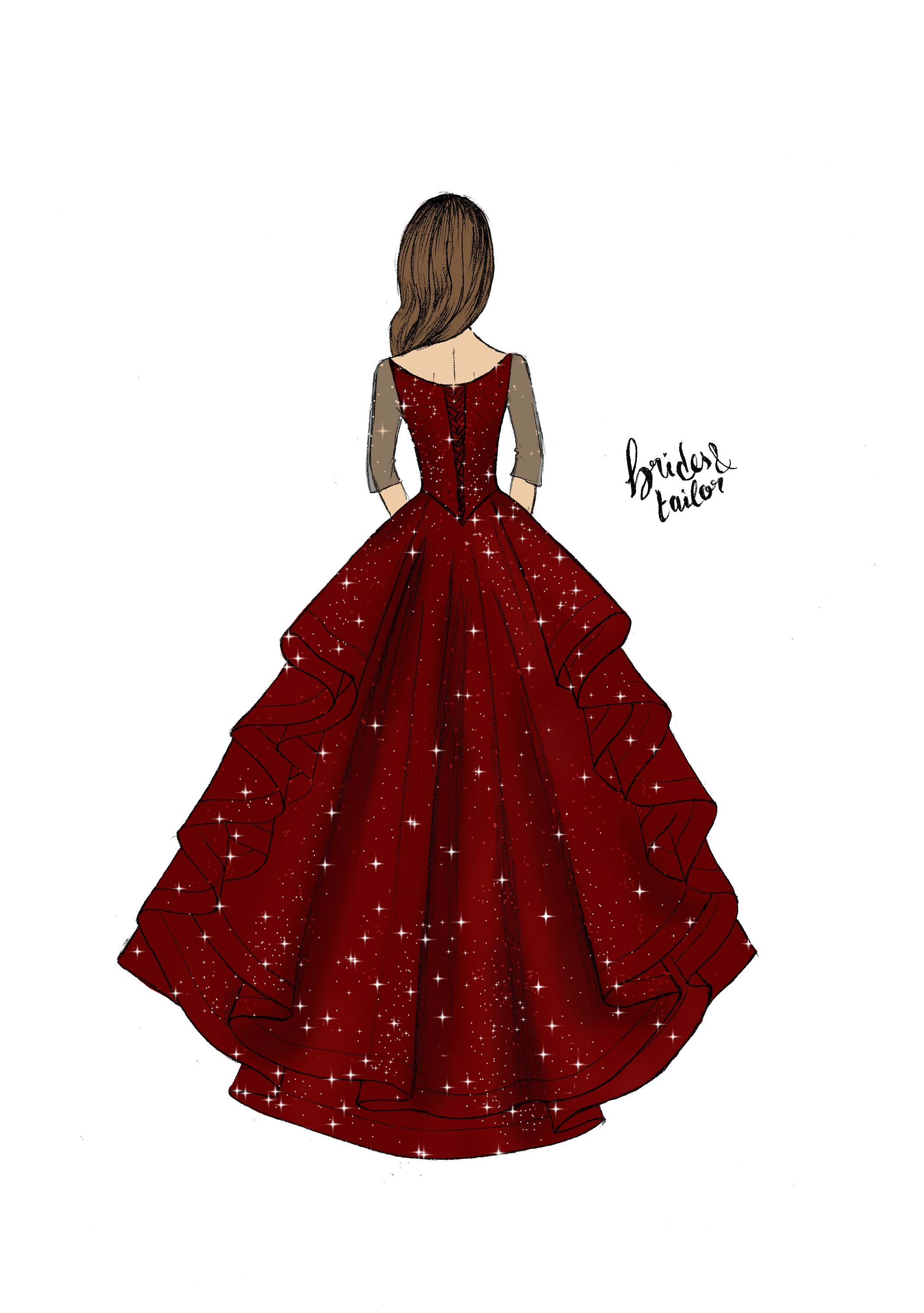 Custom Wedding Dress Sketch in 2D by Brides & Tailor - Etsy Canada