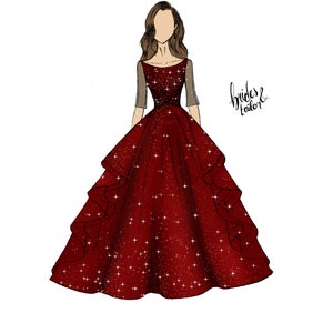 Custom Wedding Dress Sketch in 2D by Brides & Tailor - Etsy