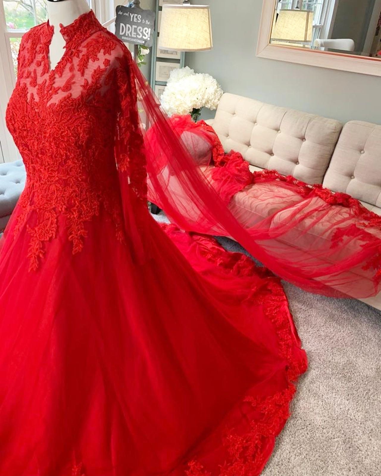 Alternative Red Wedding Dress | Etsy