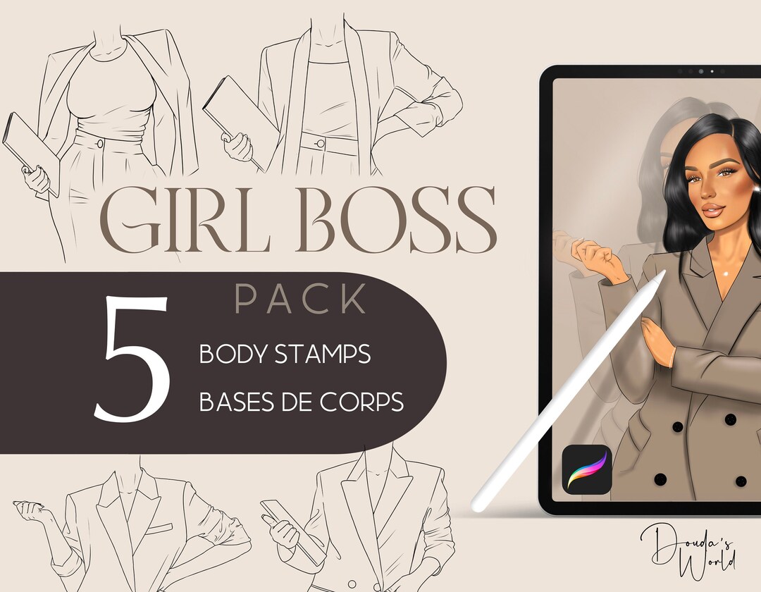 GIRL BOSS PACK Body Drawing Basics Body Figure Stamps Procreate ...