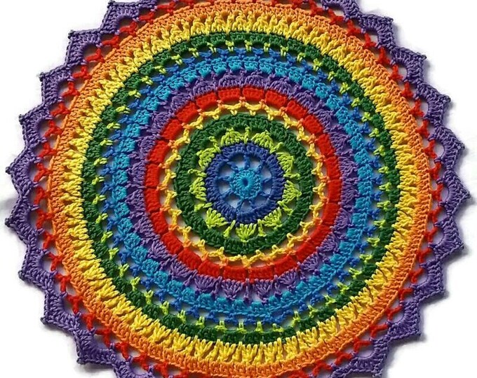PATTERN , Crocheted Mandala , Rainbow Bright Color Mandala Pattern ...