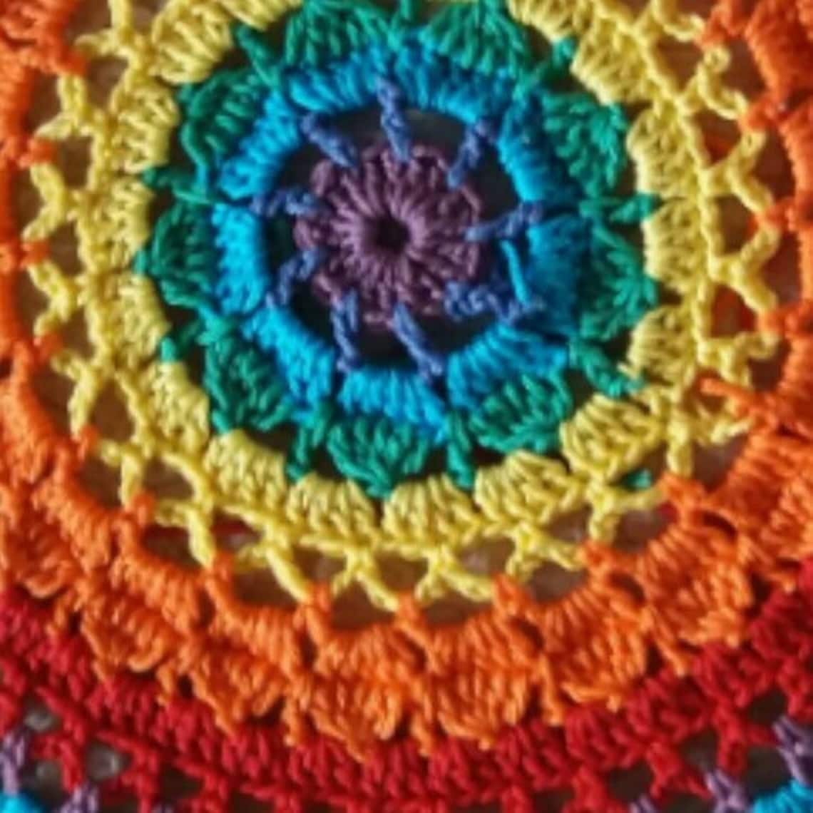 PATTERN Crocheted Mandala Rainbow Bright Color Mandala | Etsy Canada