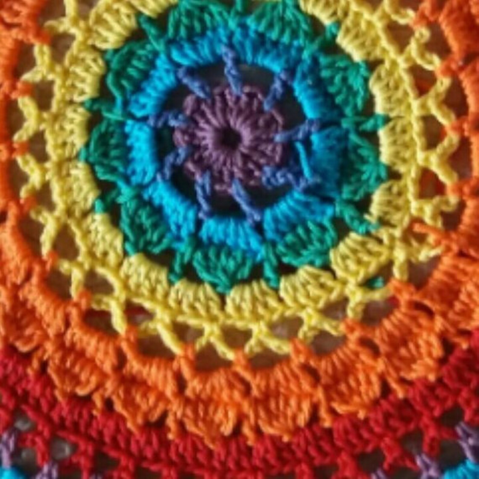 PATTERN , Crocheted Mandala , Rainbow Bright Color Mandala Pattern ...
