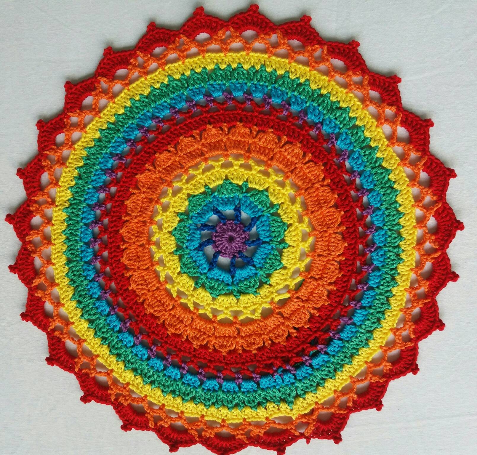 PATTERN , Crocheted Mandala , Rainbow Bright Color Mandala Pattern ...