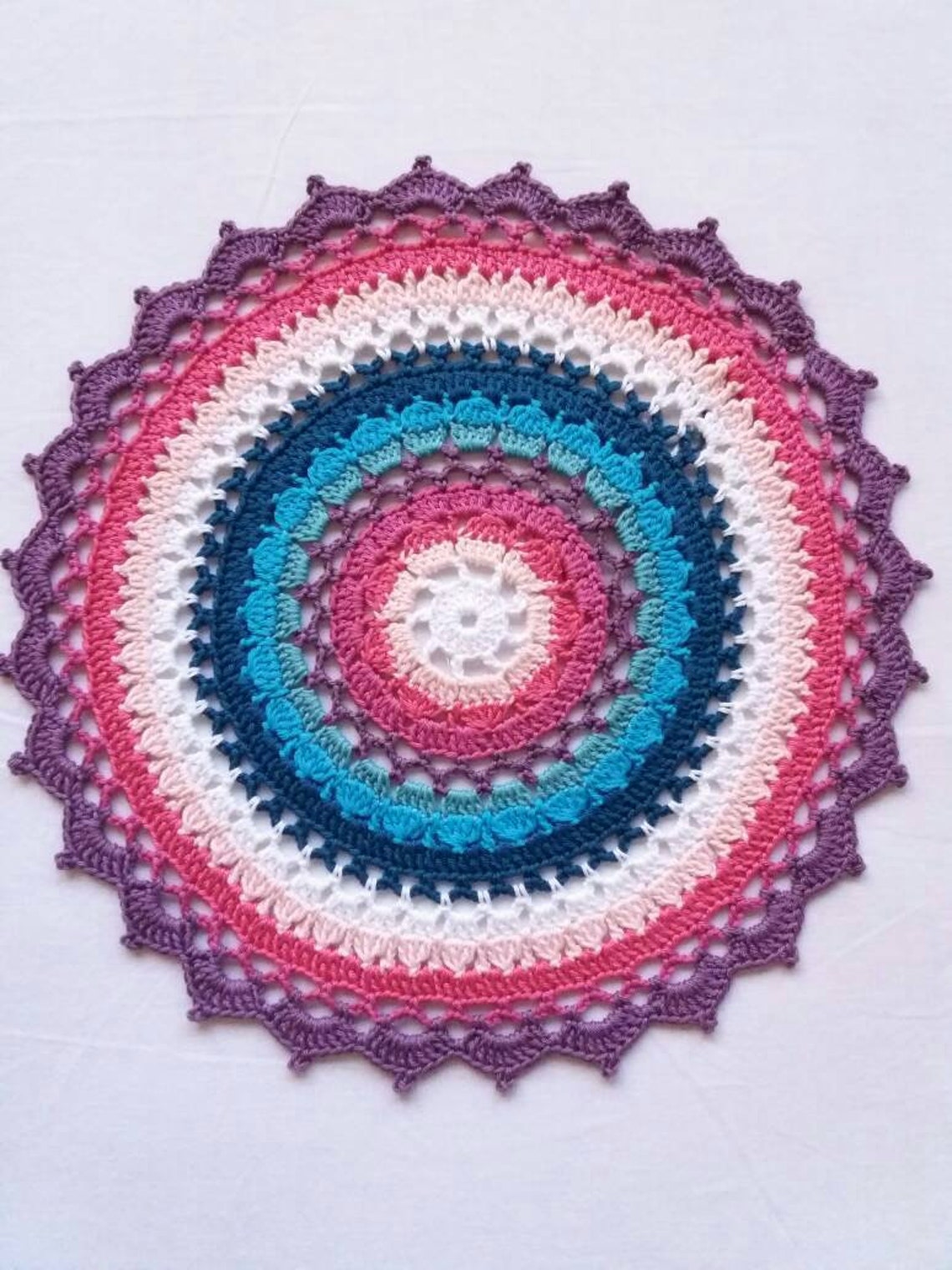 PATTERN , Crocheted Mandala , Rainbow Bright Color Mandala Pattern ...