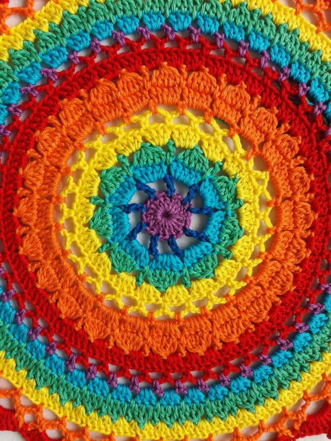PATTERN , Crocheted Mandala , Rainbow Bright Color Mandala Pattern ...