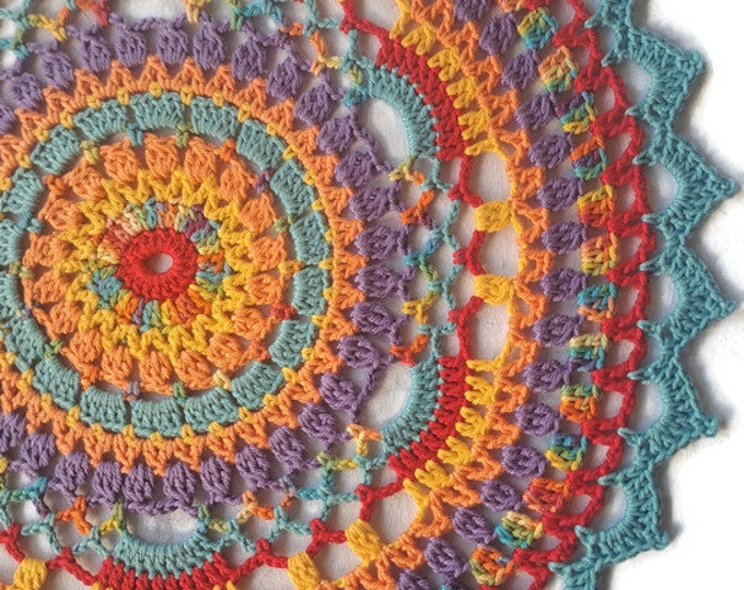 PATTERN , Crocheted Mandala , Rainbow Bright Color Mandala Pattern ...