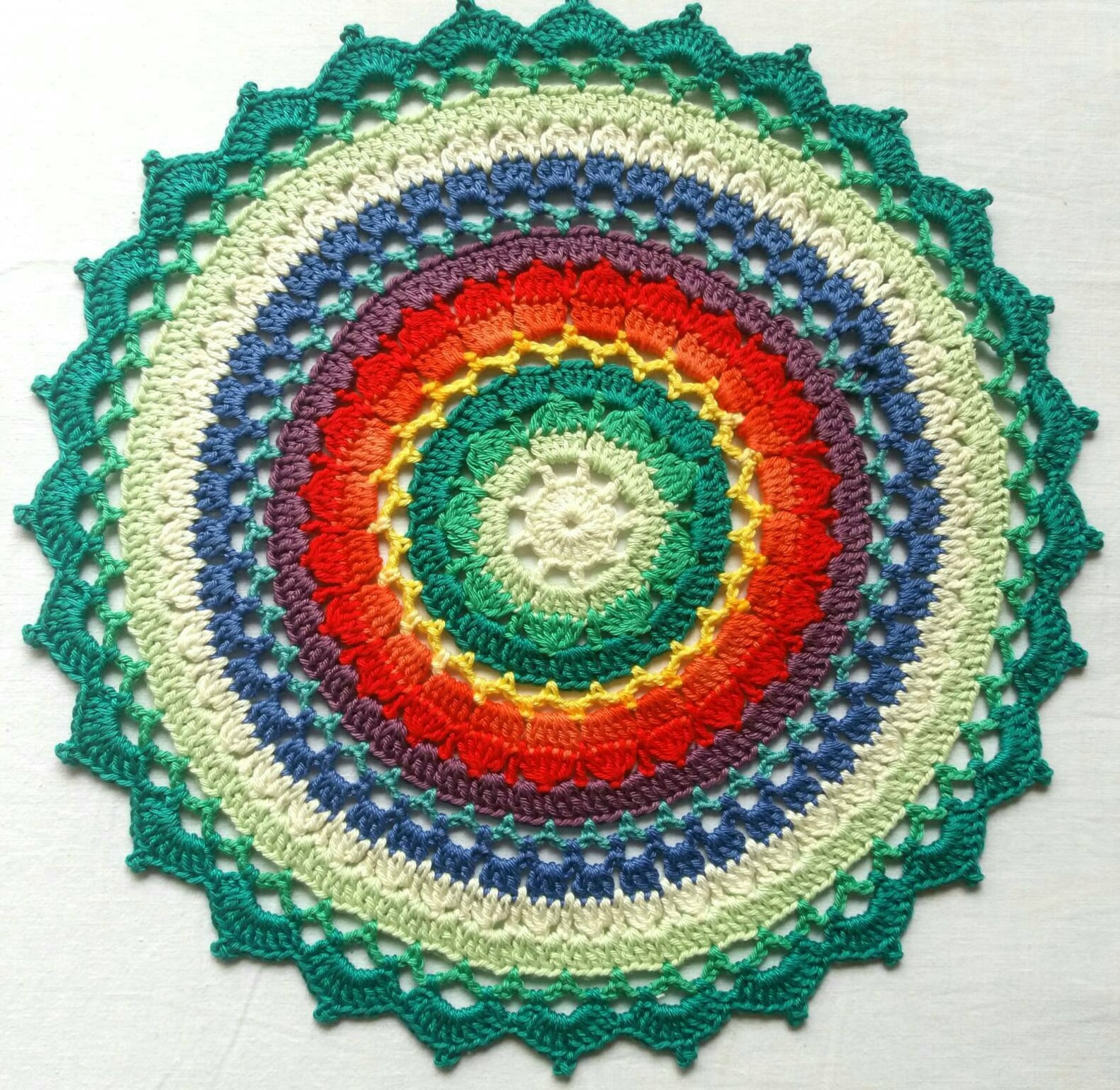 PATTERN , Crocheted Mandala , Rainbow Bright Color Mandala Pattern ...