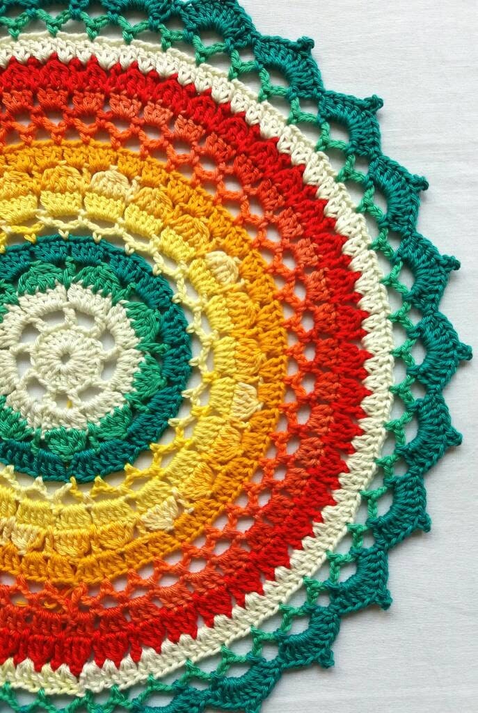 PATTERN , Crocheted Mandala , Rainbow Bright Color Mandala Pattern ...