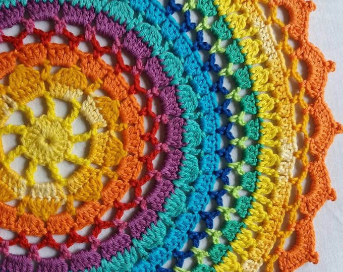 PATTERN , Crocheted Mandala , Rainbow Bright Color Mandala Pattern ...