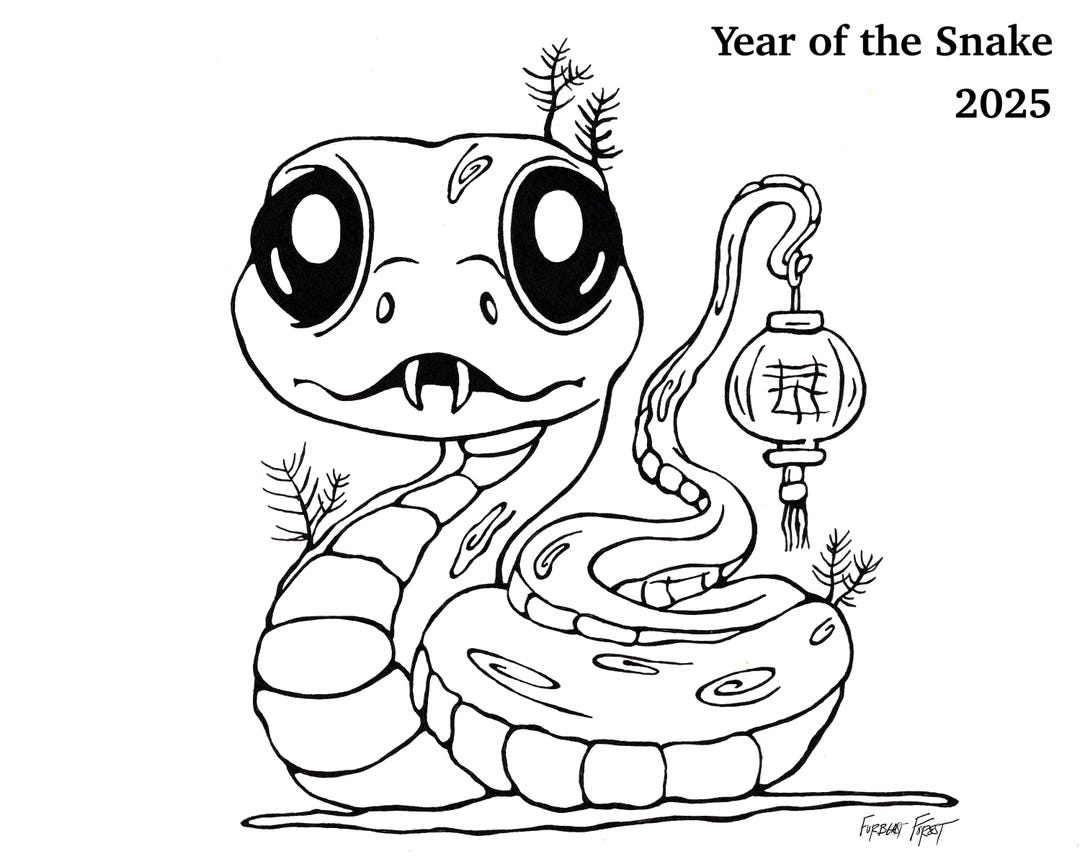 Wood Snake - Lunar New Year Coloring Page Download by Furbeast Forest ...