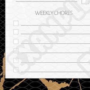 Chore Chart DIY Planner Printable Black & Gold Marble W/ Grey Script - Etsy