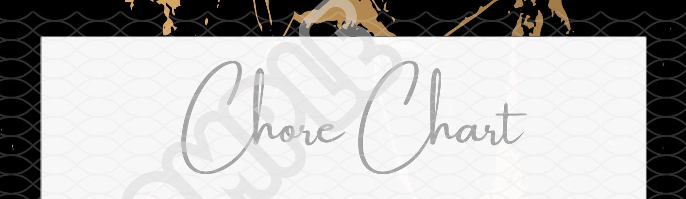 Chore Chart DIY Planner Printable Black & Gold Marble W/ Grey Script - Etsy