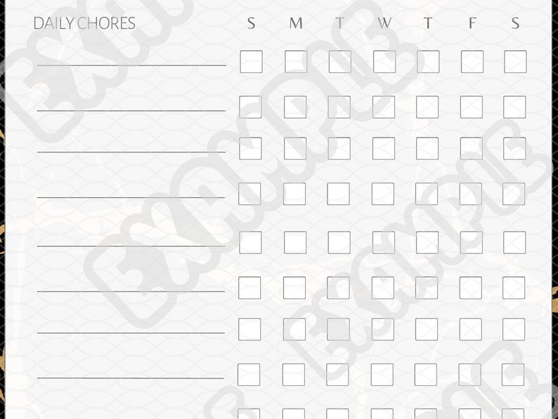 Chore Chart DIY Planner Printable Black & Gold Marble W/ Grey Script - Etsy