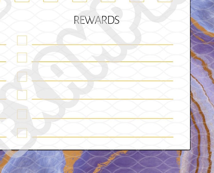 Chore Chart DIY Planner Printable Digital Copy Purple & Gold Marble W ...