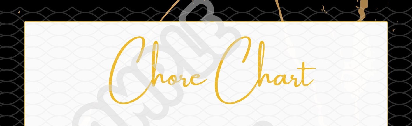 Chore Chart DIY Planner Printable Digital Download Black & Gold Marble ...
