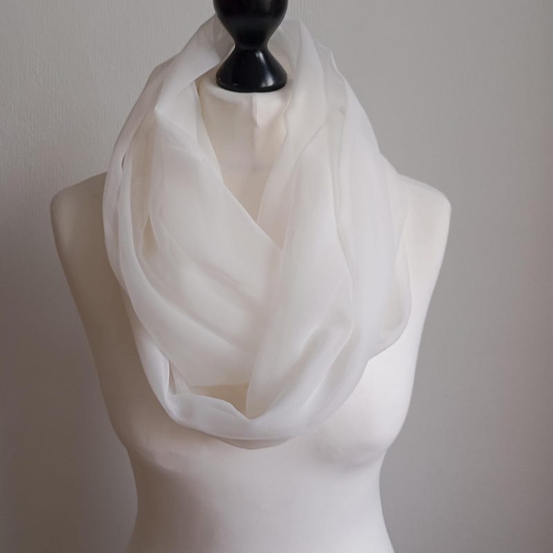 White Chiffon Scarf - Etsy