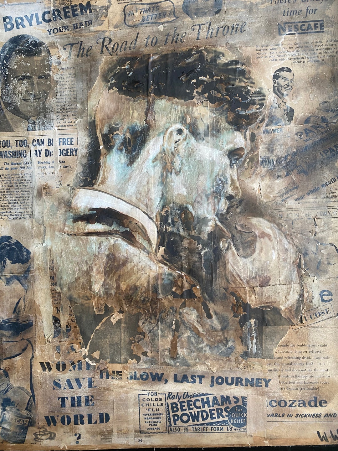 Tommy Shelby Peaky Blinders Coffee Art on Vintage Genuine 30s/40s News ...