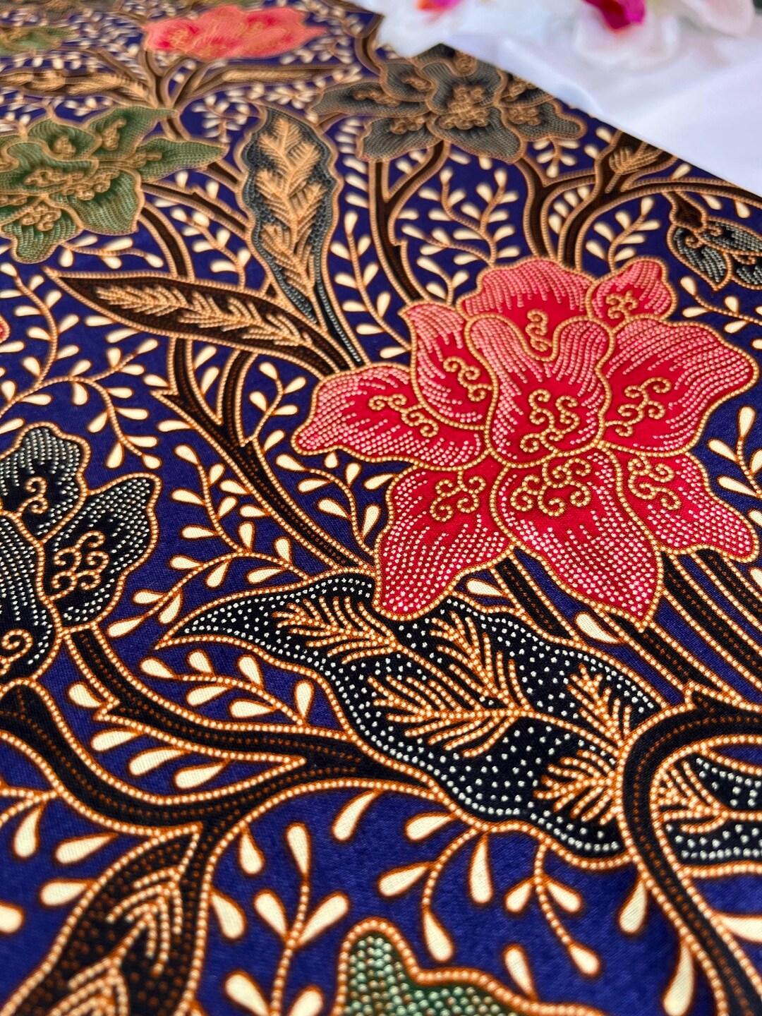 Shahada - Authentic Malaysian Hand Stamped Batik (blue) - Etsy