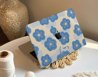 Blue Floral MacBook Case: Hard Laptop Cover - Etsy