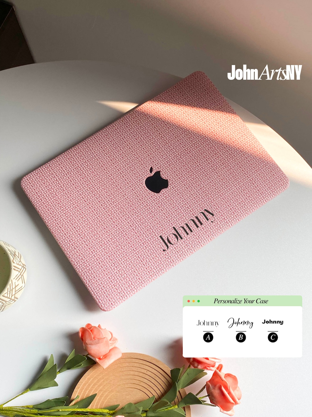 Personalized Pink Woven Leather Hard Case Cover for MacBook Air 13 ...