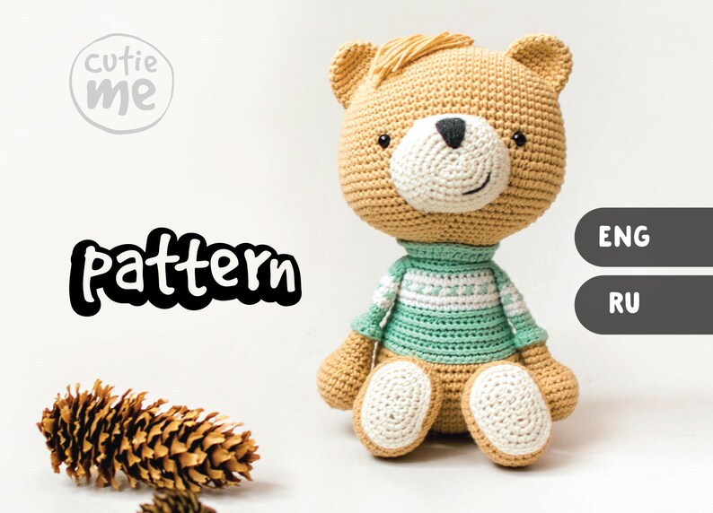 PATTERN Andy the Bear. PDF Crochet Bear Pattern Cute Crochet - Etsy