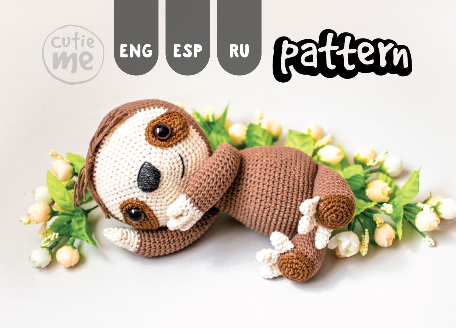 PATTERN Sam the Sloth. PDF Crochet Sloth Pattern Cute - Etsy UK
