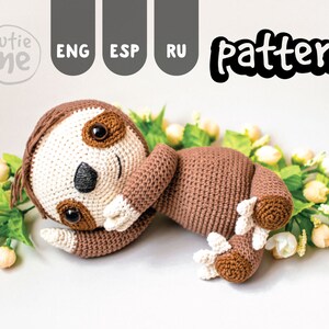 PATTERN Sam the Sloth. PDF Crochet Sloth Pattern Cute - Etsy