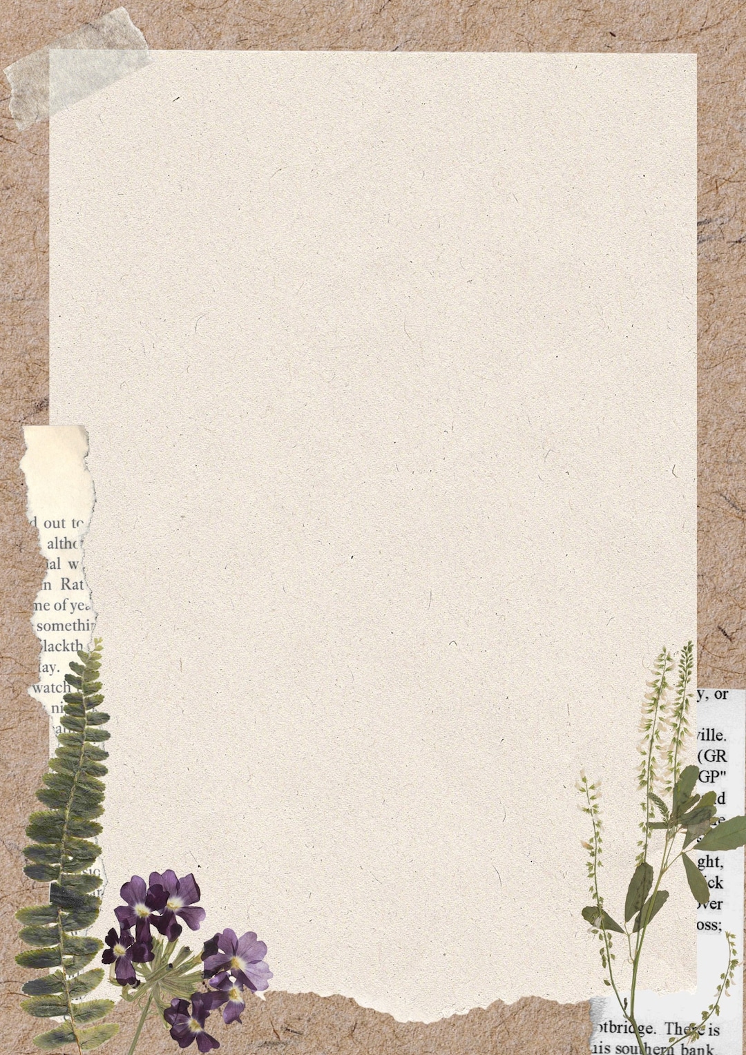 Printable Brown Paper Vintage Torn Paper Frame, A4 Size, Digital File ...