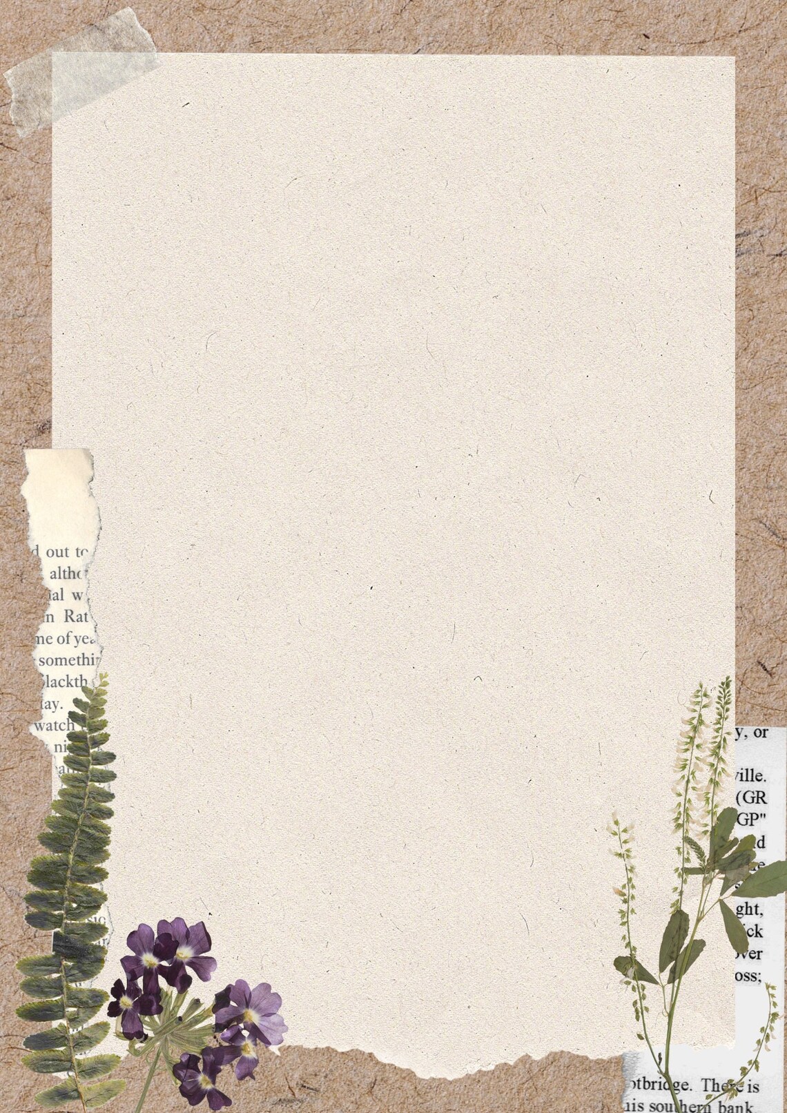 Printable Brown Paper Vintage Torn Paper Frame, A4 Size, Digital File ...