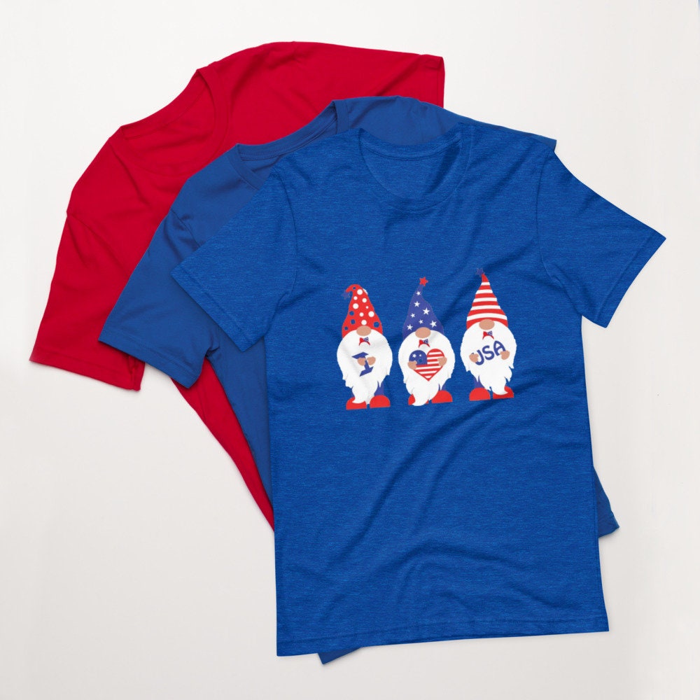 Gnome Short Sleeve Unisex T Shirt Patriotic Gnome Fourth Of Etsy