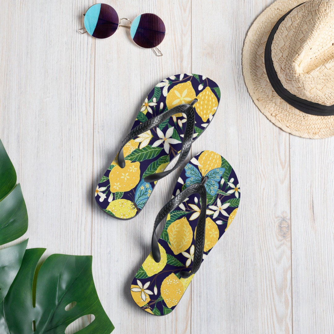 Lemon Flip-flops, Beach Sandals, Summer Flip Flops, Gifts for Him ...