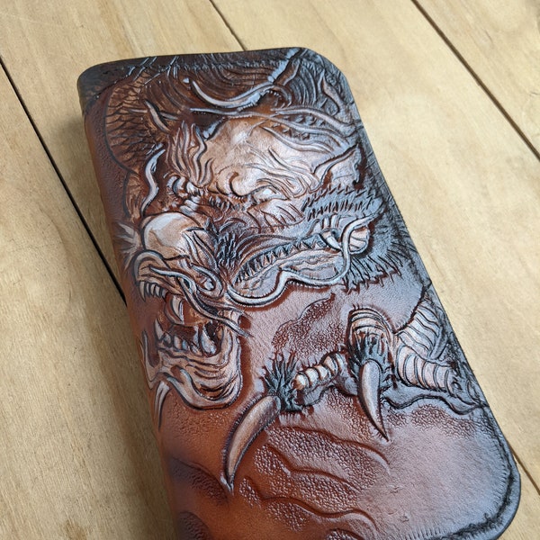 Leather Dragon Chain Wallet - Etsy