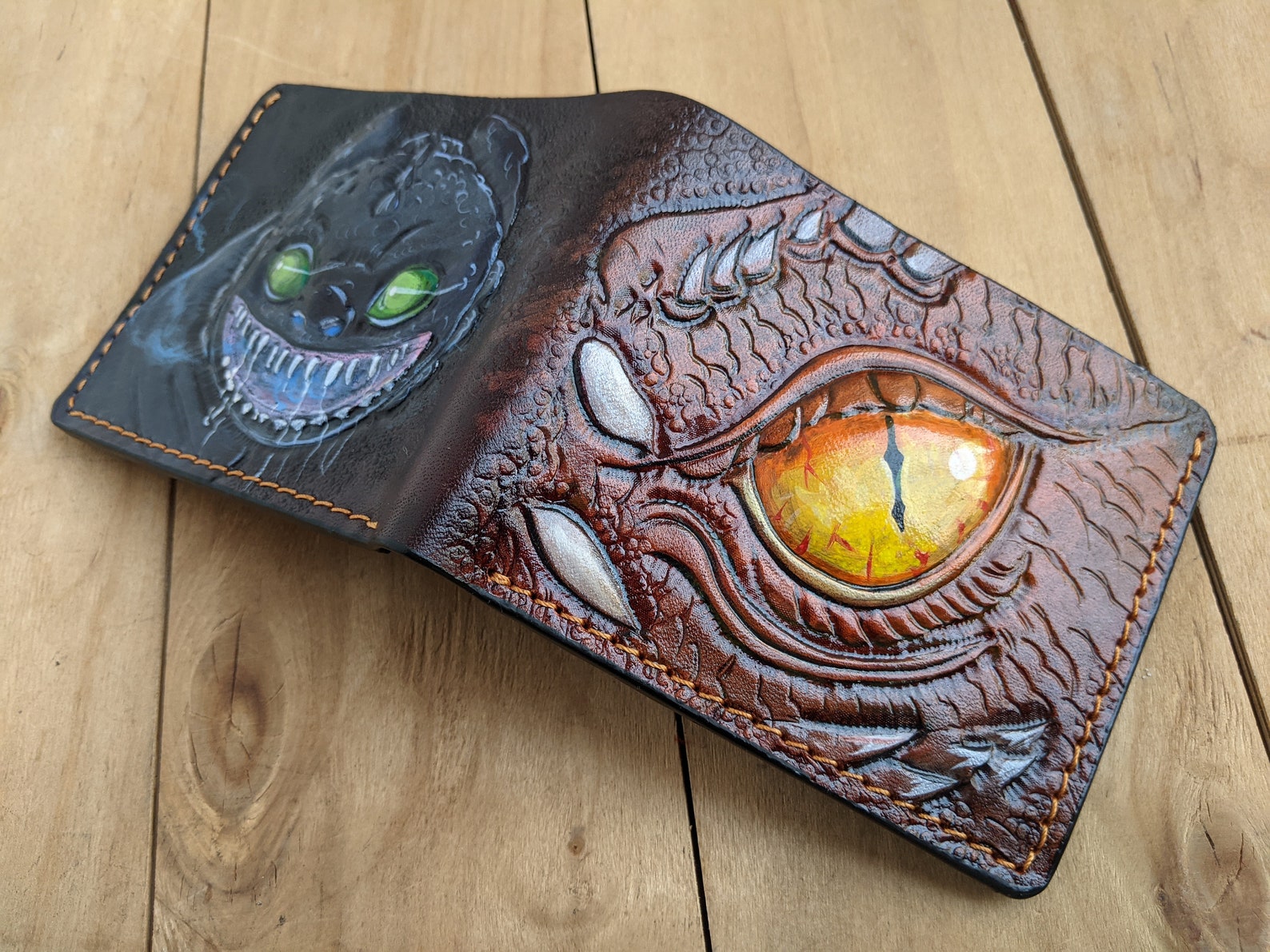 Dragon Eye Men's 3D Genuine Leather Wallet Handmade - Etsy