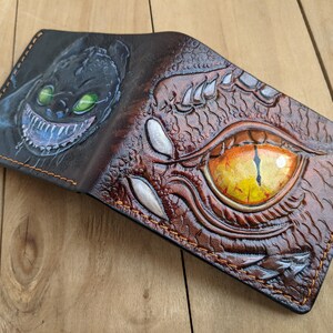 Dragon Eye, Men's 3D Genuine Leather Wallet, Handmade Wallet, Carved ...