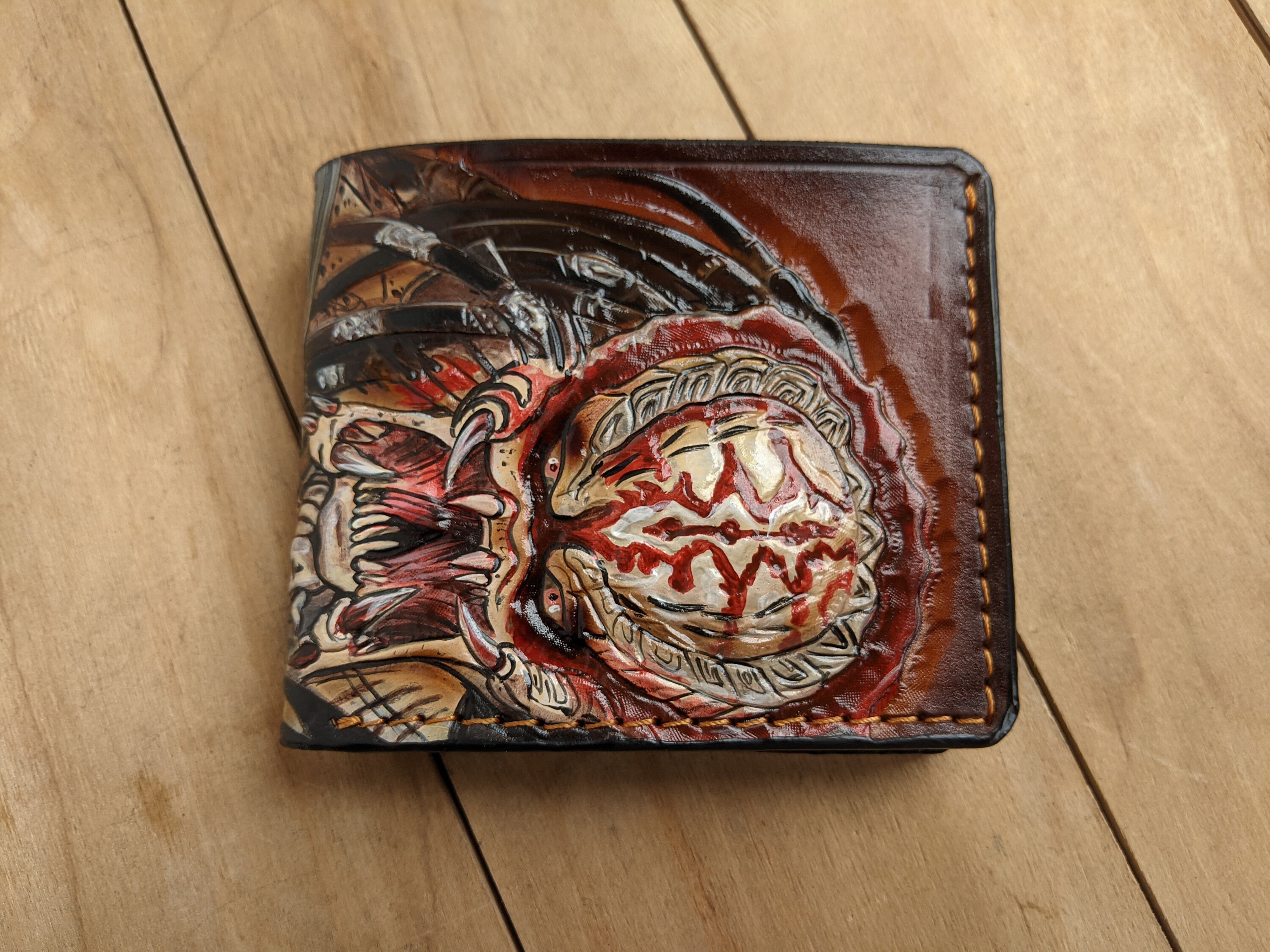 Predator Alien Men's 3D Genuine Leather Wallet Handmade | Etsy