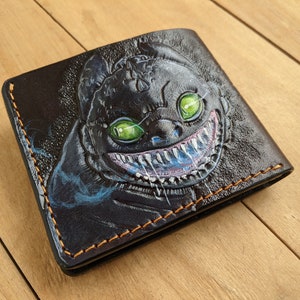 Dragon Eye, Men's 3D Genuine Leather Wallet, Handmade Wallet, Carved ...