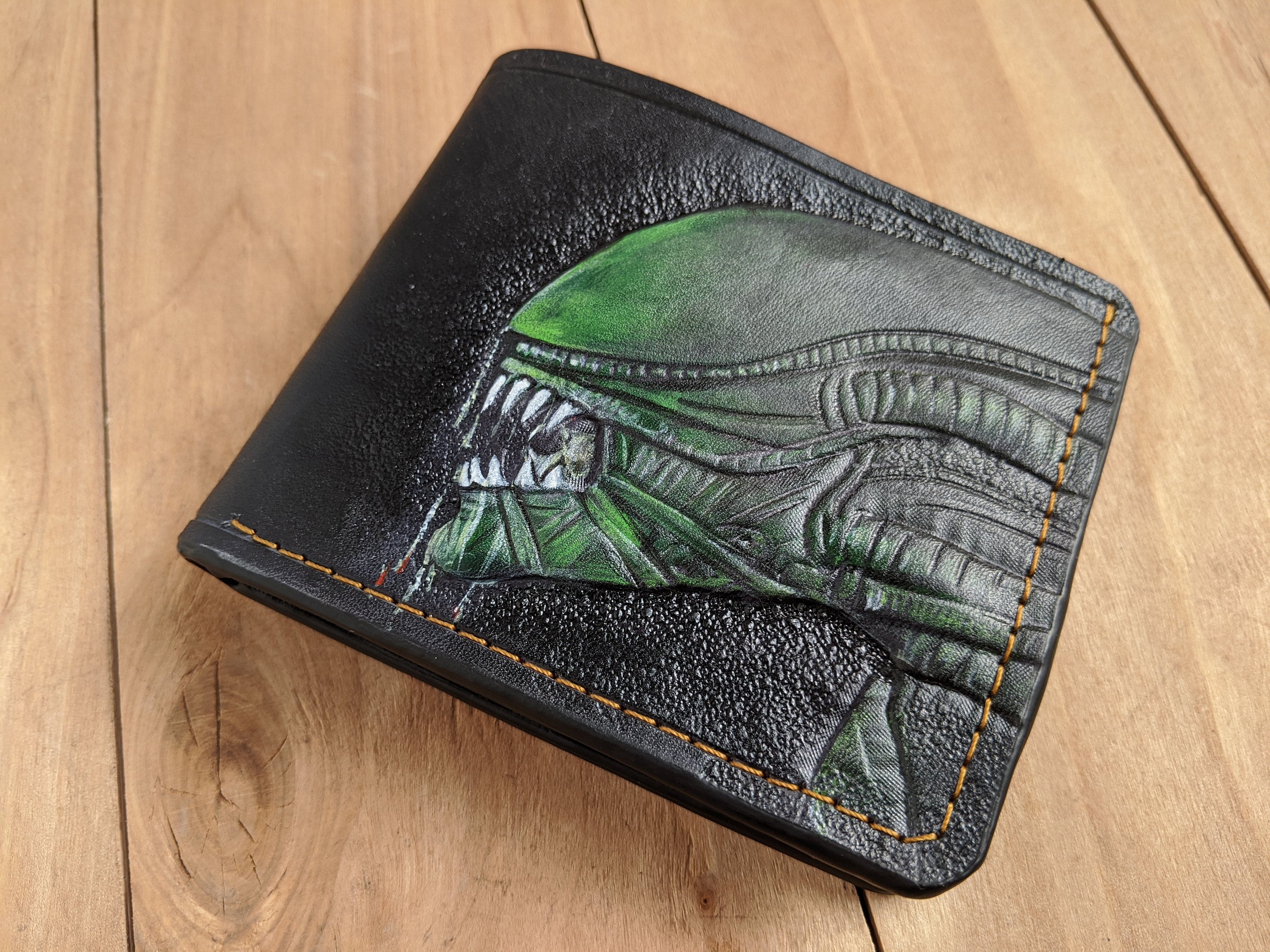 Alien Predator 3D Genuine Leather Wallet Men's Wallet | Etsy