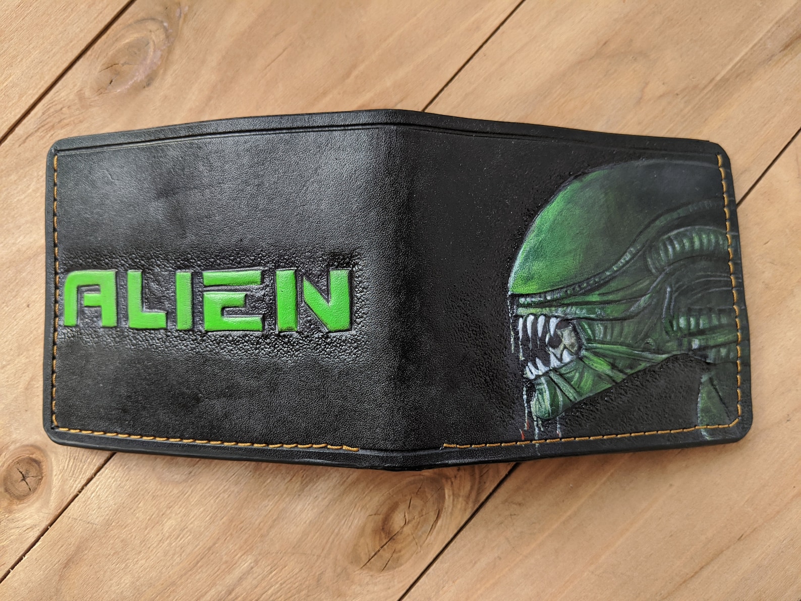 Alien Predator 3D Genuine Leather Wallet Men's Wallet - Etsy