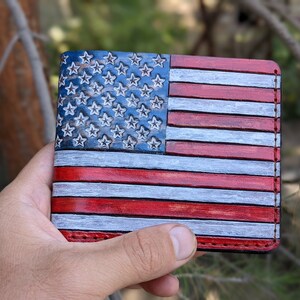 Flag of the United States, USA, US, American, Men's 3D Genuine Leather ...