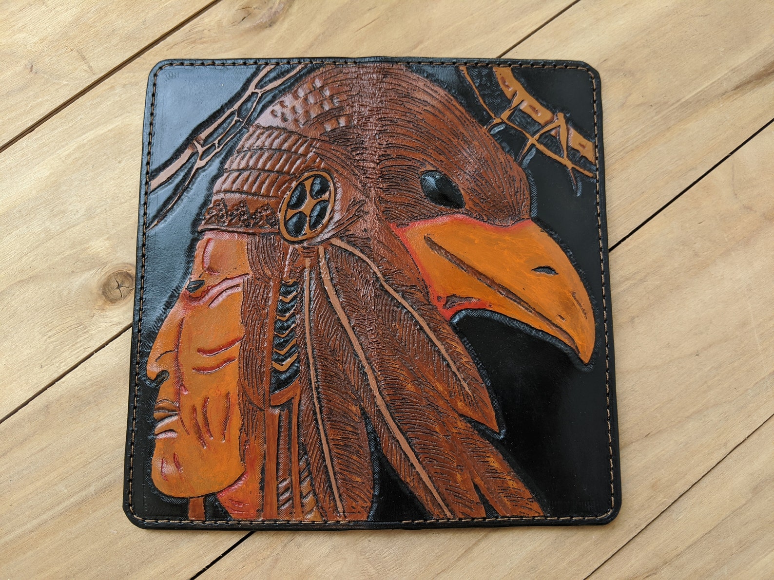 Indian Red Man Native American Crow Raven Biker Wallet - Etsy