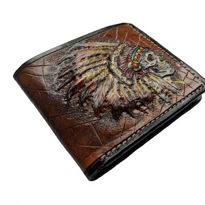 Indian Skull, Red Man, Native American Skull, Men's 3D Genuine Leather ...