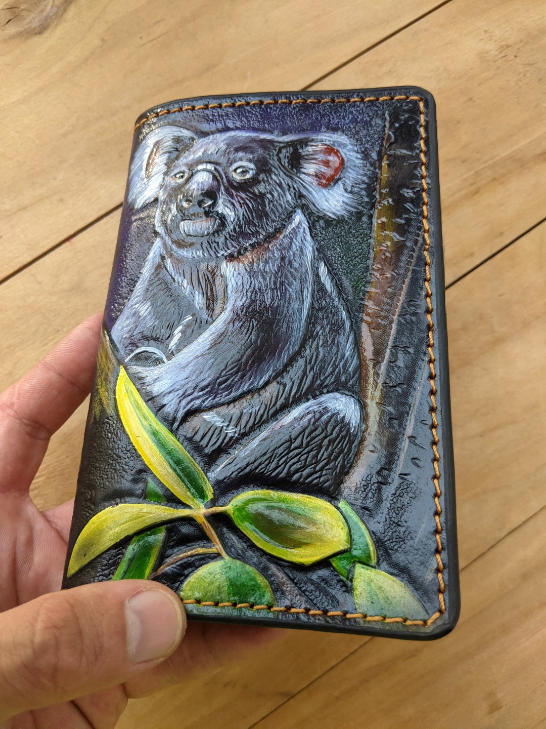 Koala, Passport Wallet, Long Wallet, Men's Genuine Leather Wallet, Hand ...