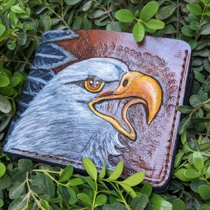 Bald Eagle, Animal, Patriotic Wallet, Men's 3D Genuine Leather Wallet ...