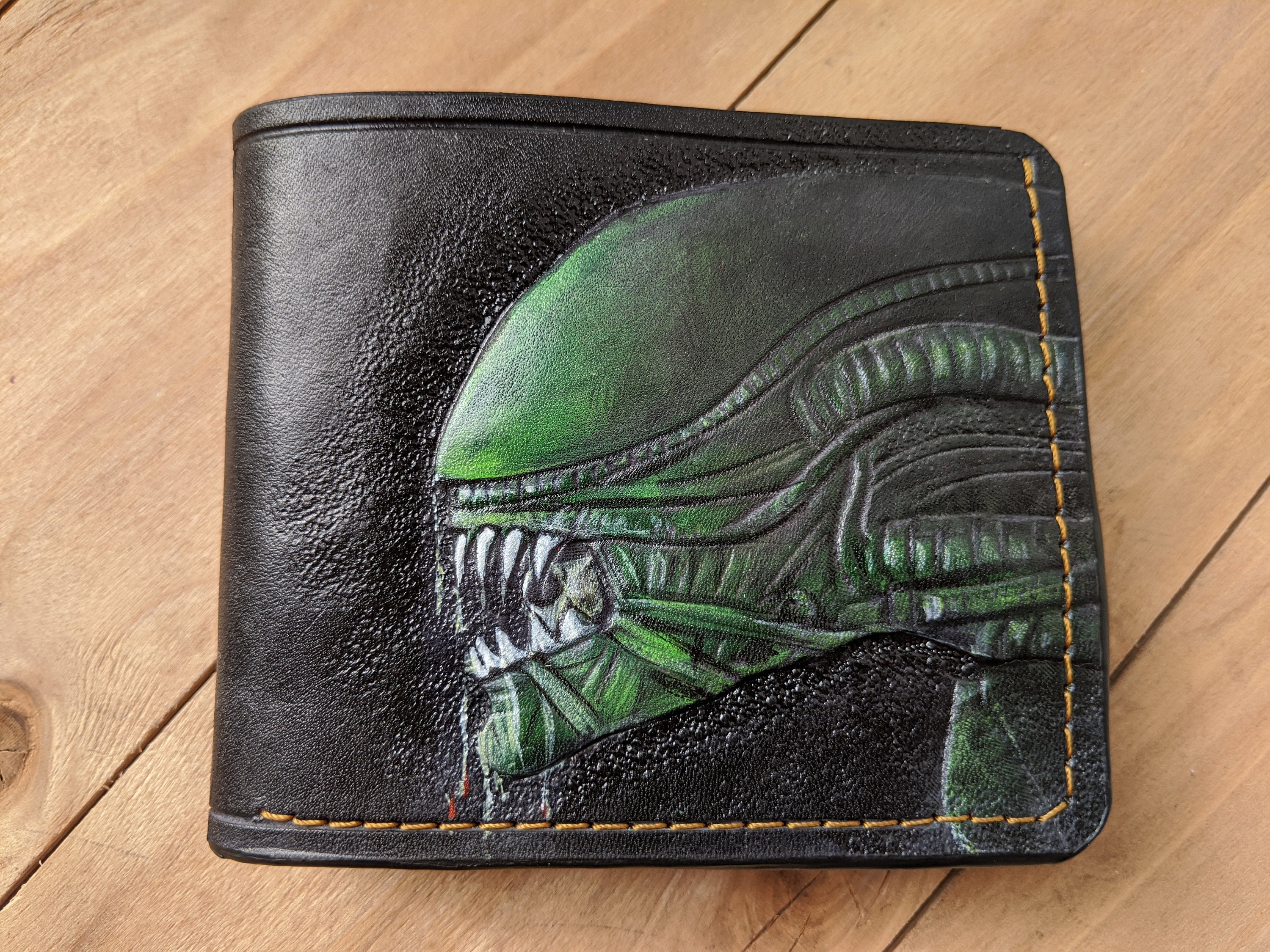 Alien Predator 3D Genuine Leather Wallet Men's Wallet | Etsy