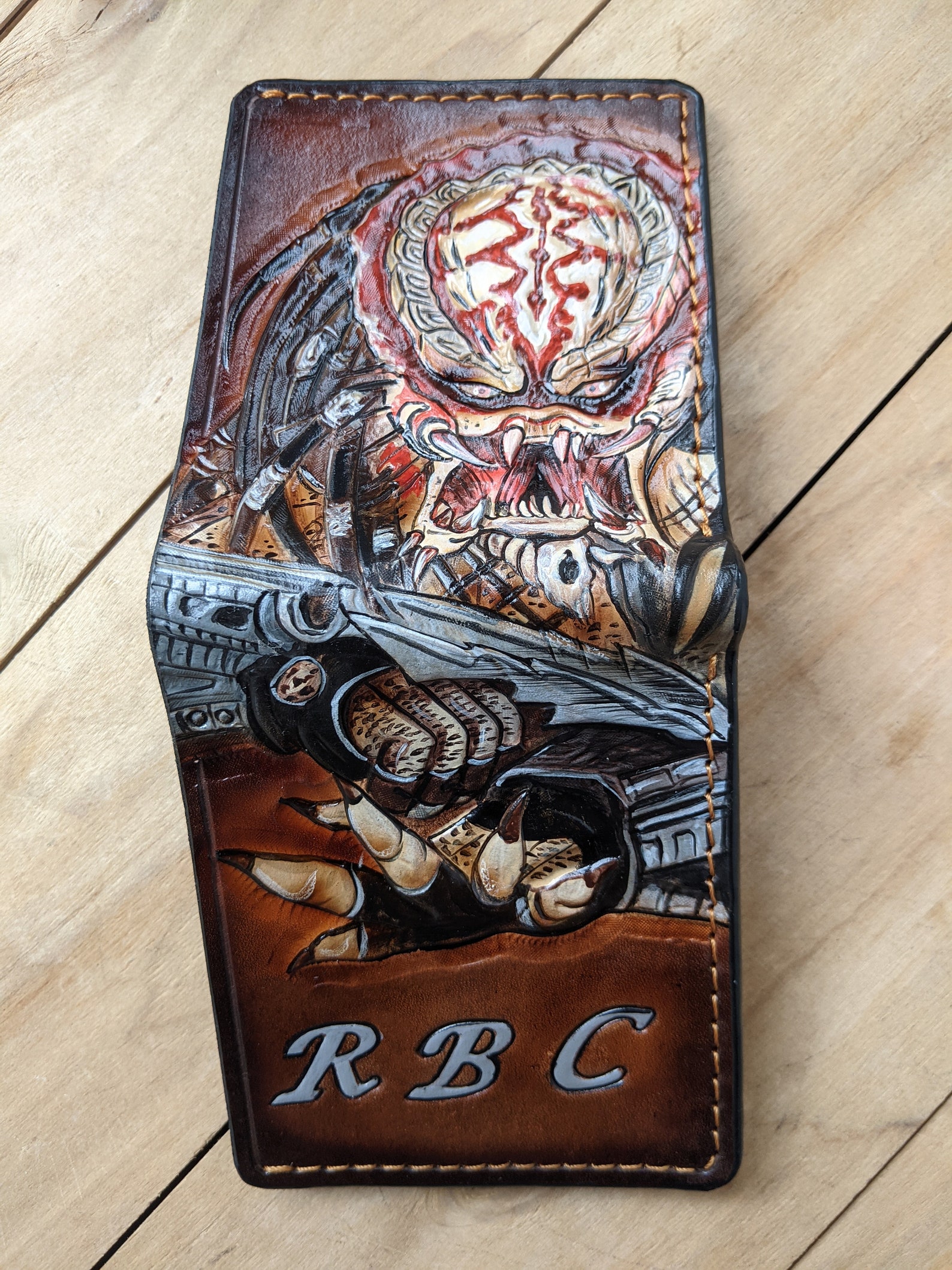 Predator Alien Men's 3D Genuine Leather Wallet Handmade | Etsy