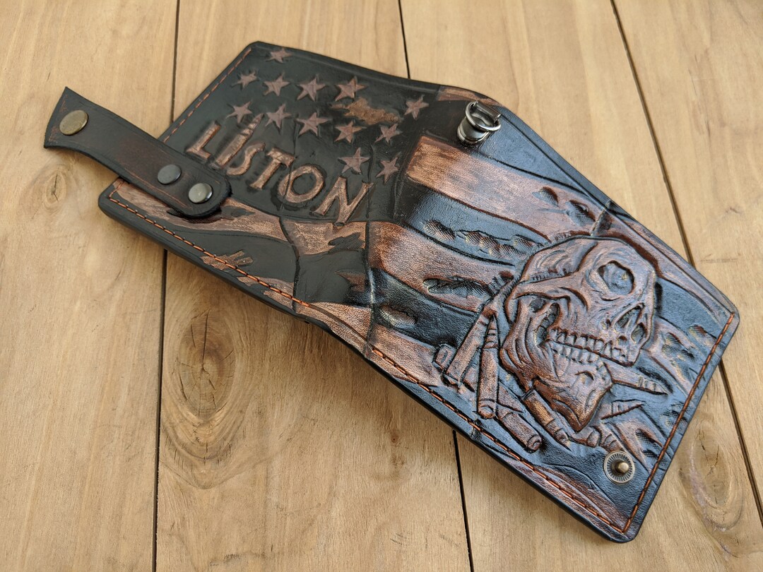 Military, Skull, Bullet, Skeleton, Men's 3D Genuine Leather Wallet ...